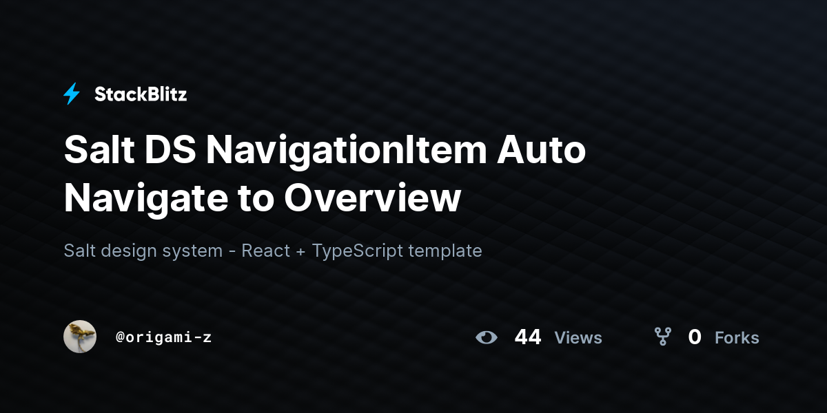 Salt DS NavigationItem Auto Navigate to Overview - StackBlitz