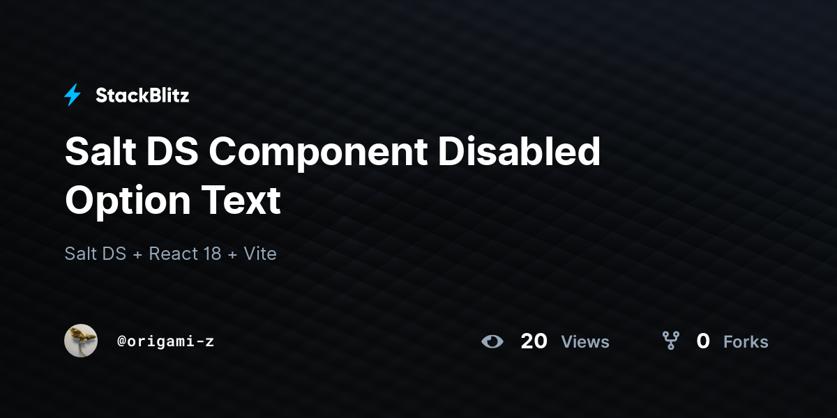 Salt DS Component Disabled Option Text - StackBlitz