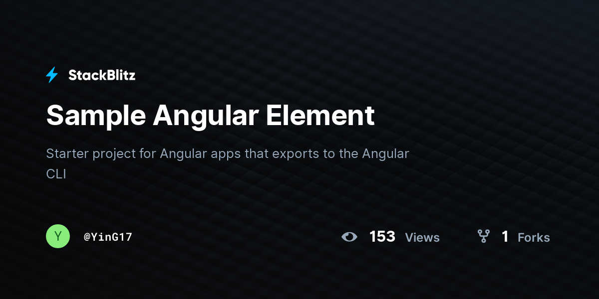 Sample Angular Element - StackBlitz