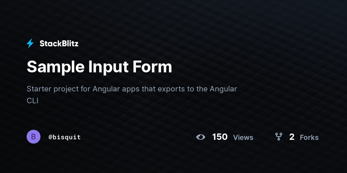 Sample Input Form - StackBlitz