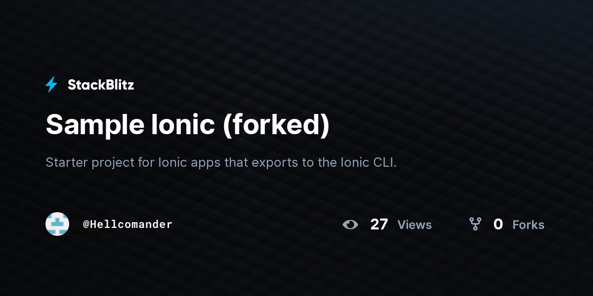 Sample Ionic (forked) - StackBlitz Sample Ionic (forked) - StackBlitz