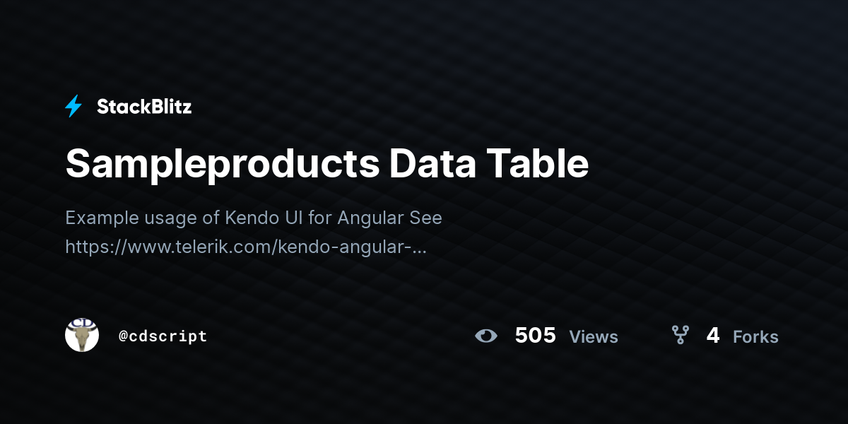 Sampleproducts Data Table - StackBlitz