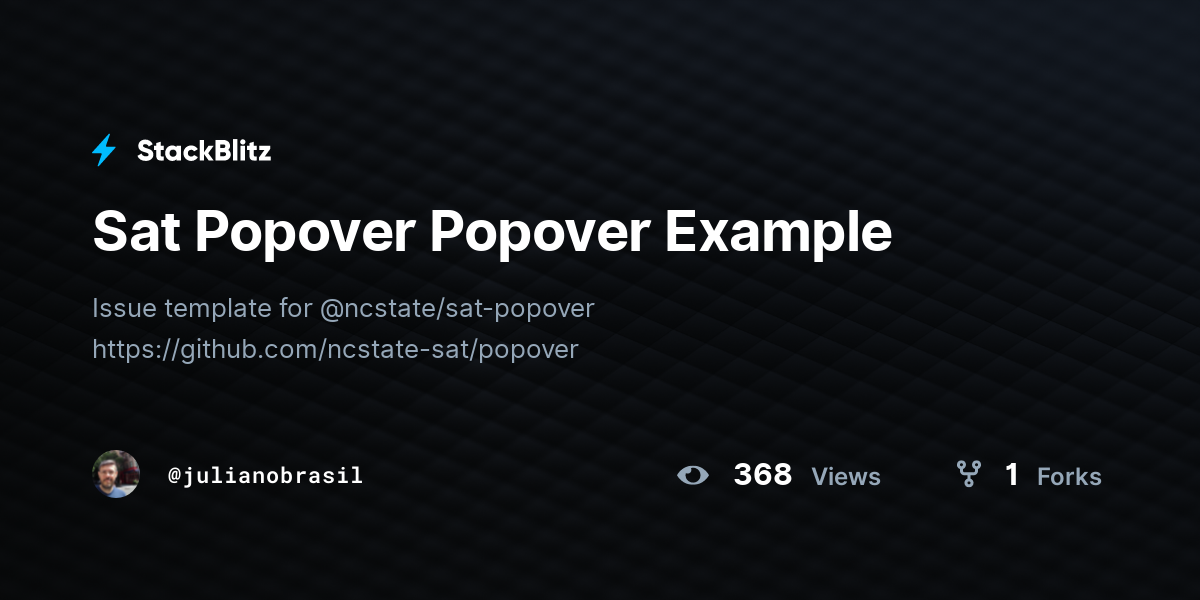 Sat Popover Popover Example - StackBlitz