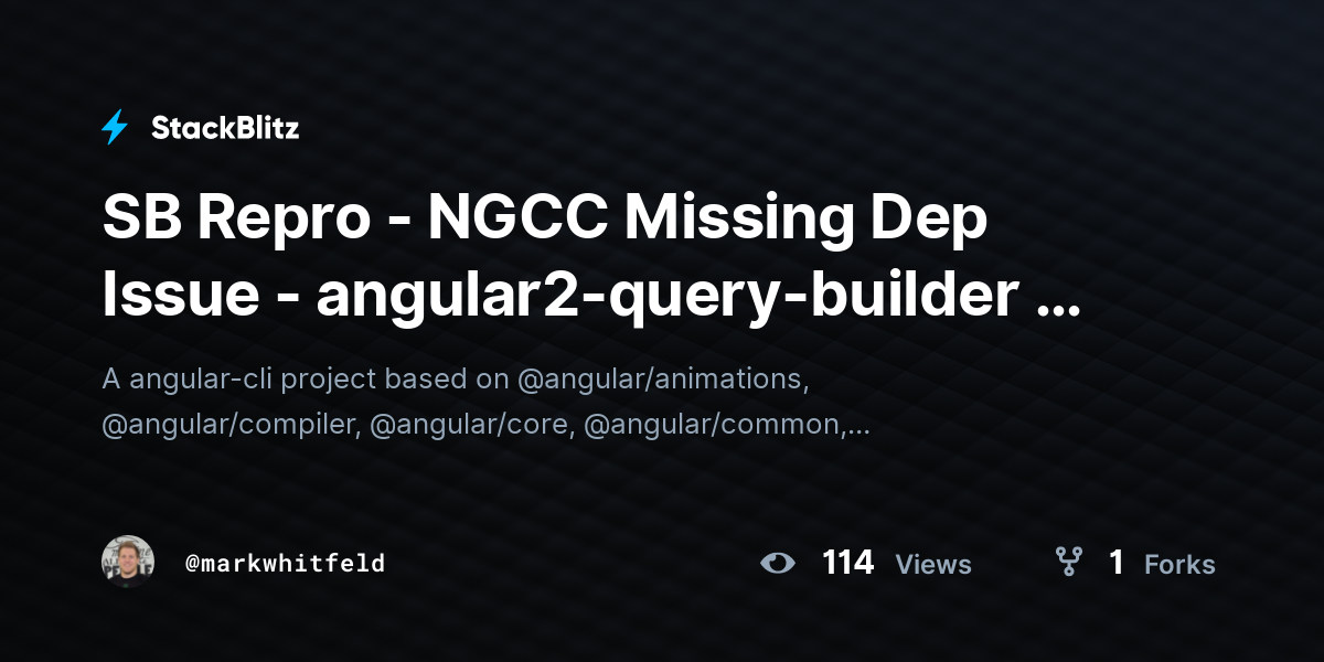 Sb Repro Ngcc Missing Dep Issue Angular2 Query Builder Ng14 Stackblitz