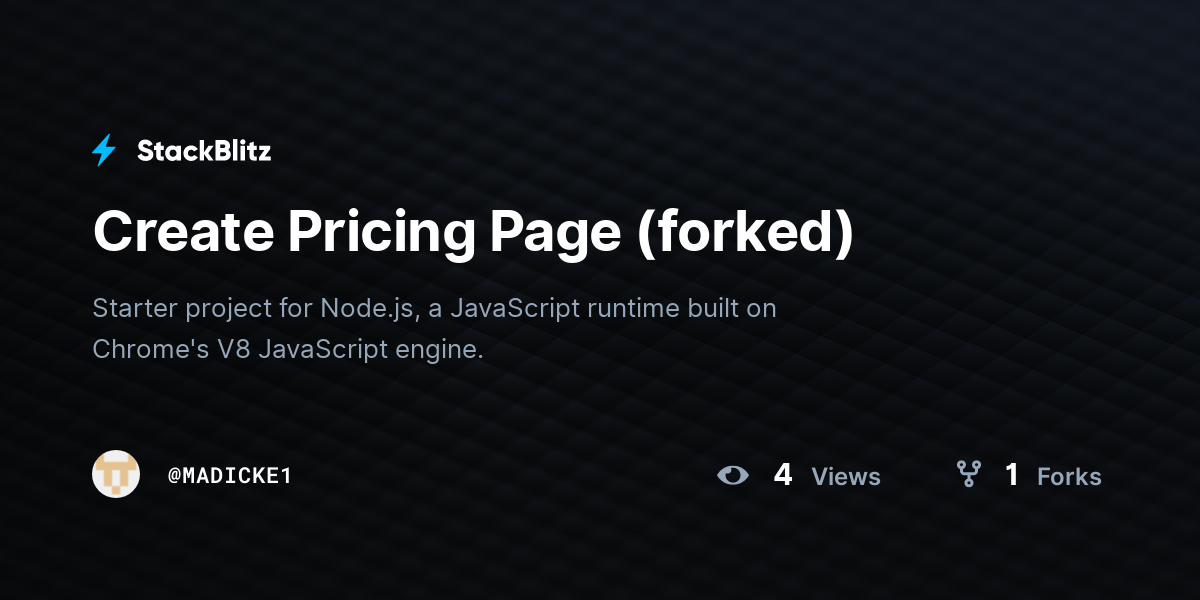 Create Pricing Page (forked) - StackBlitz