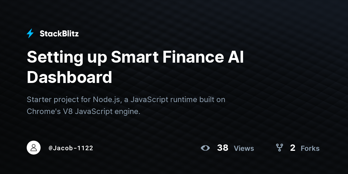 Setting up Smart Finance AI Dashboard - StackBlitz