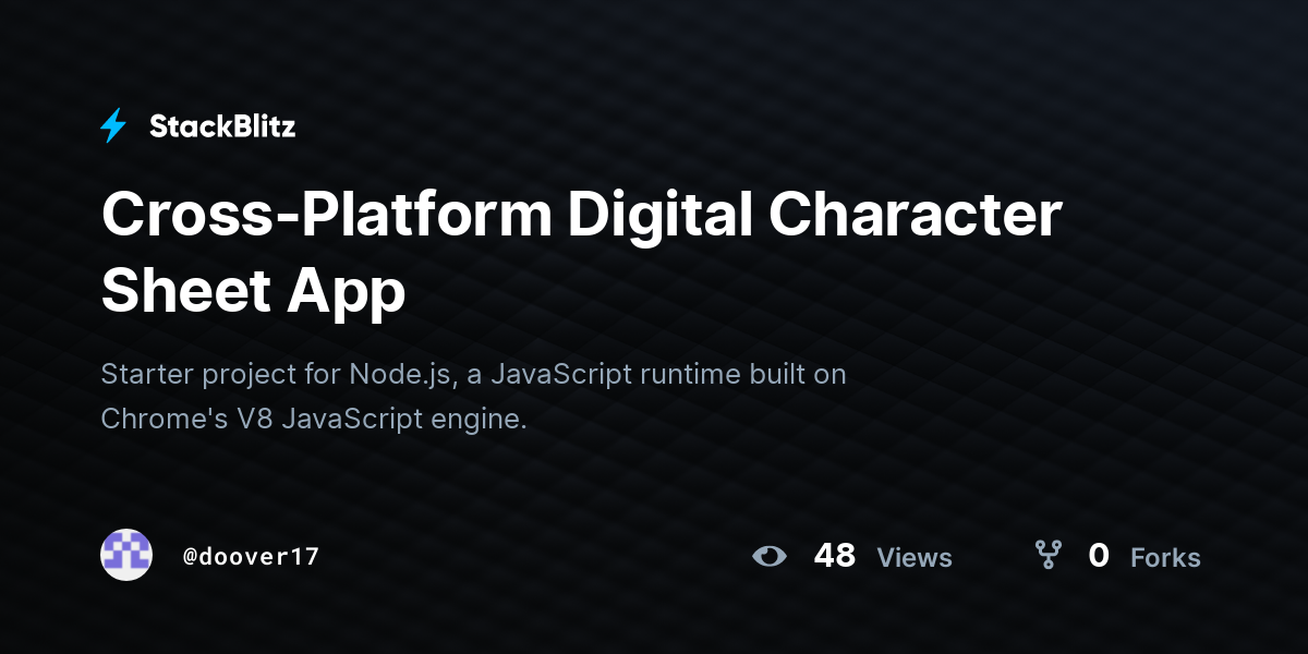 Cross-Platform Digital Character Sheet App - StackBlitz