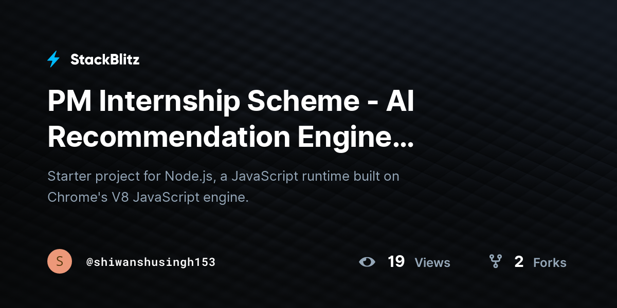 PM Internship Scheme - AI Recommendation Engine (duplicated) - StackBlitz