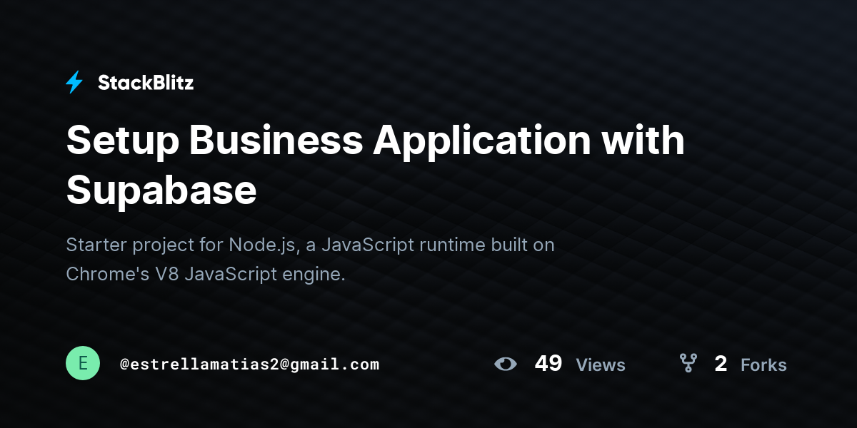 Setup Business Application with Supabase - StackBlitz