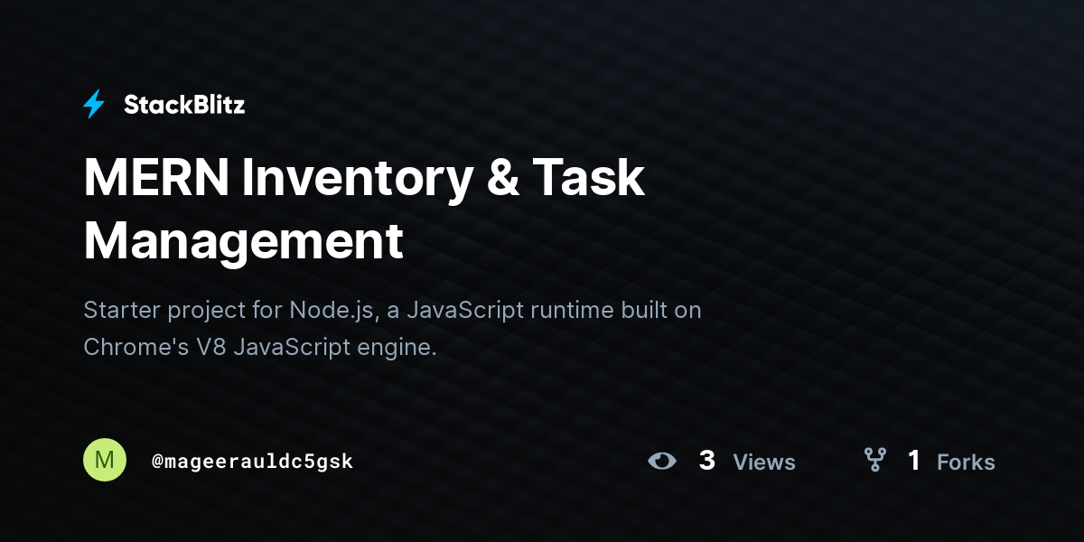 MERN Inventory & Task Management - StackBlitz