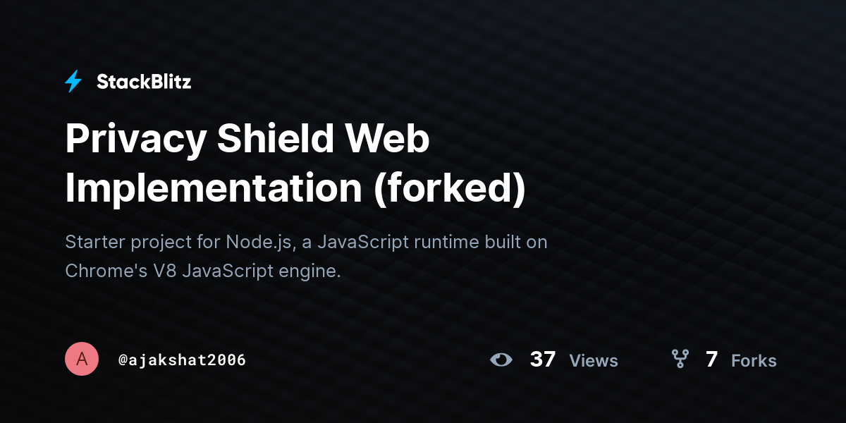 Privacy Shield Web Implementation (forked) - StackBlitz