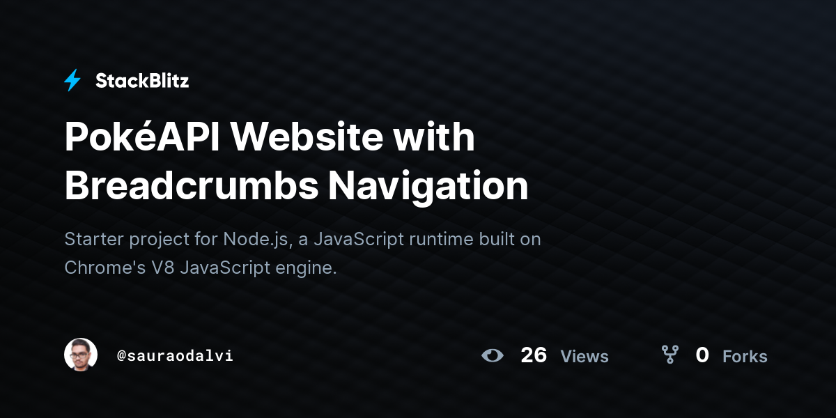PokéAPI Website with Breadcrumbs Navigation - StackBlitz