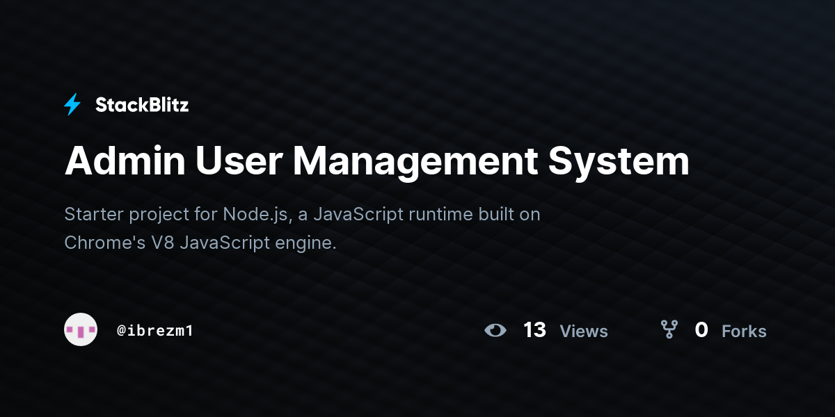 Admin User Management System - StackBlitz