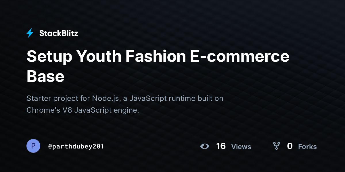 Setup Youth Fashion E-commerce Base - StackBlitz
