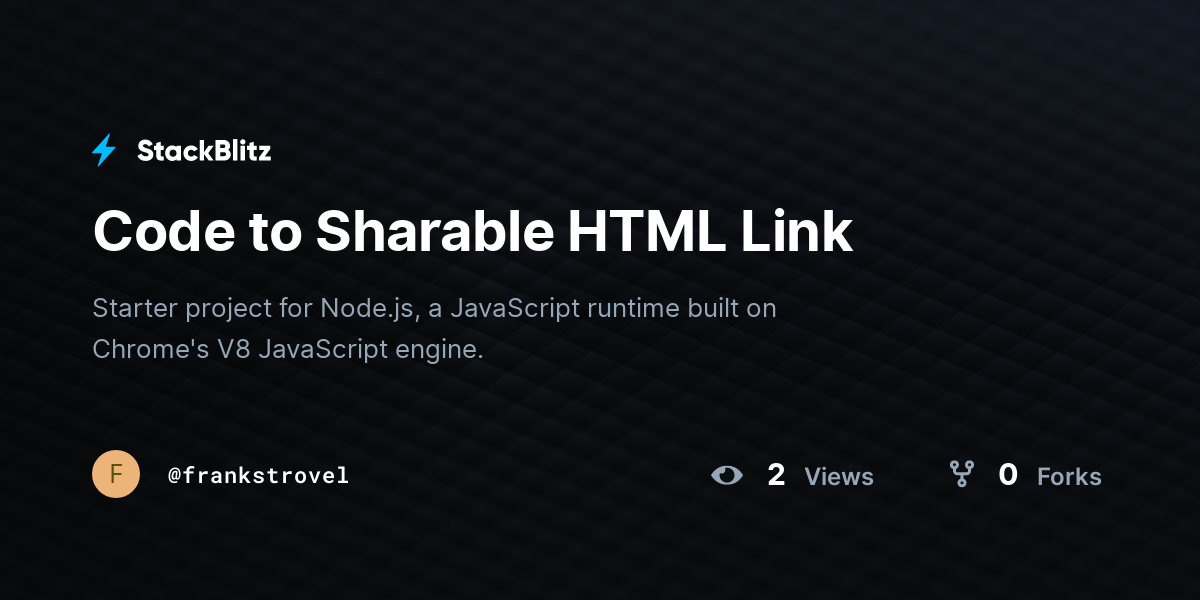 Code to Sharable HTML Link - StackBlitz