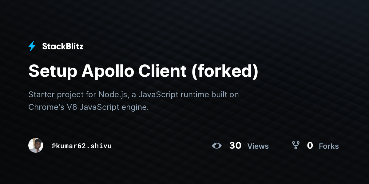 Setup Apollo Client (forked) - StackBlitz