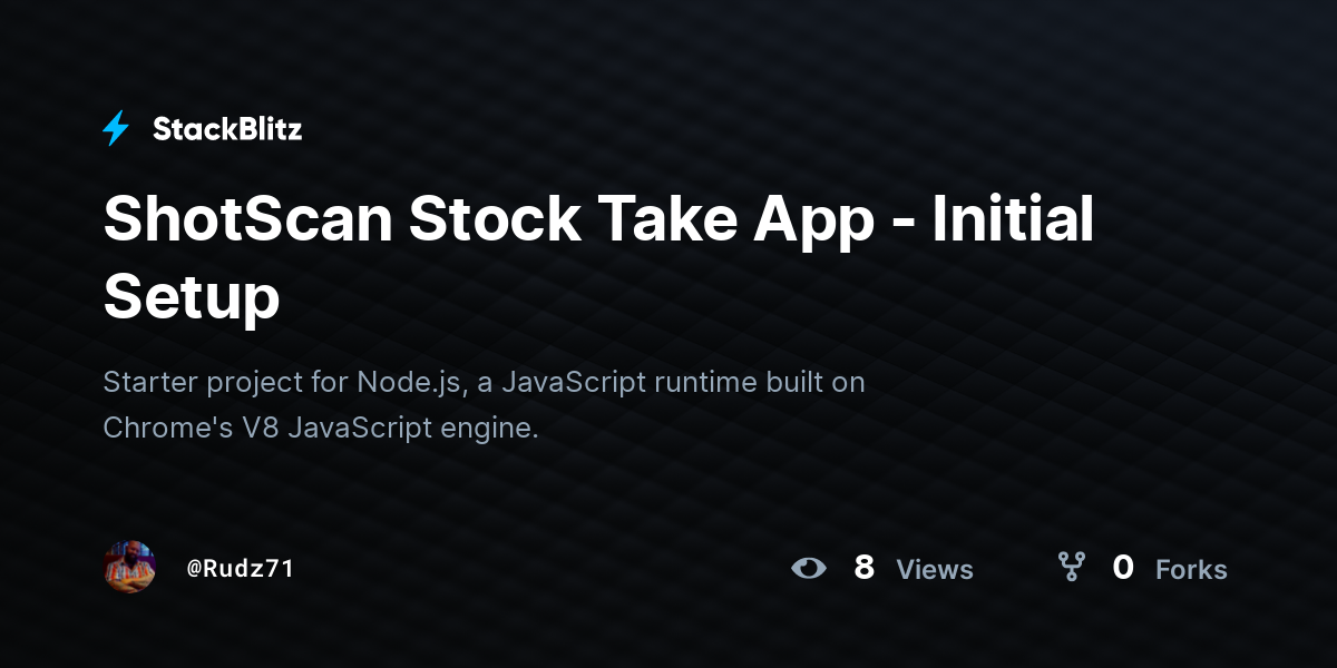 ShotScan Stock Take App - Initial Setup - StackBlitz