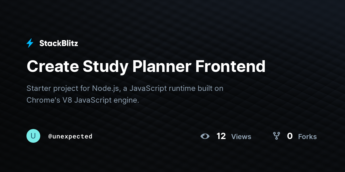 Create Study Planner Frontend - StackBlitz