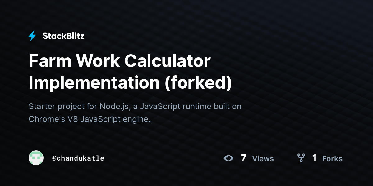 Farm Work Calculator Implementation (forked) - StackBlitz