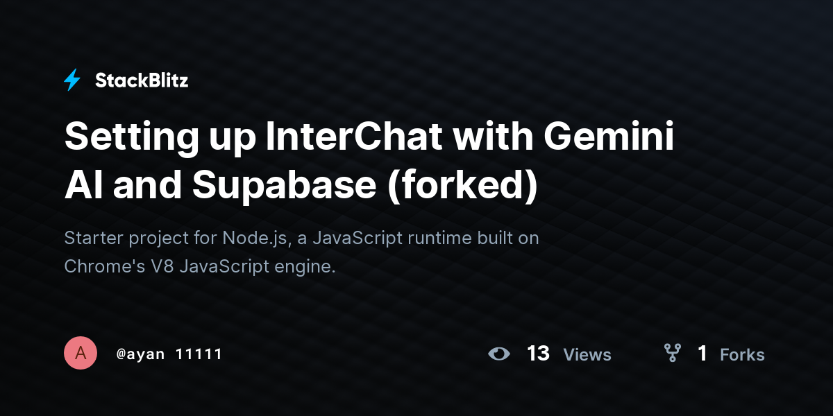 Setting up InterChat with Gemini AI and Supabase (forked) - StackBlitz
