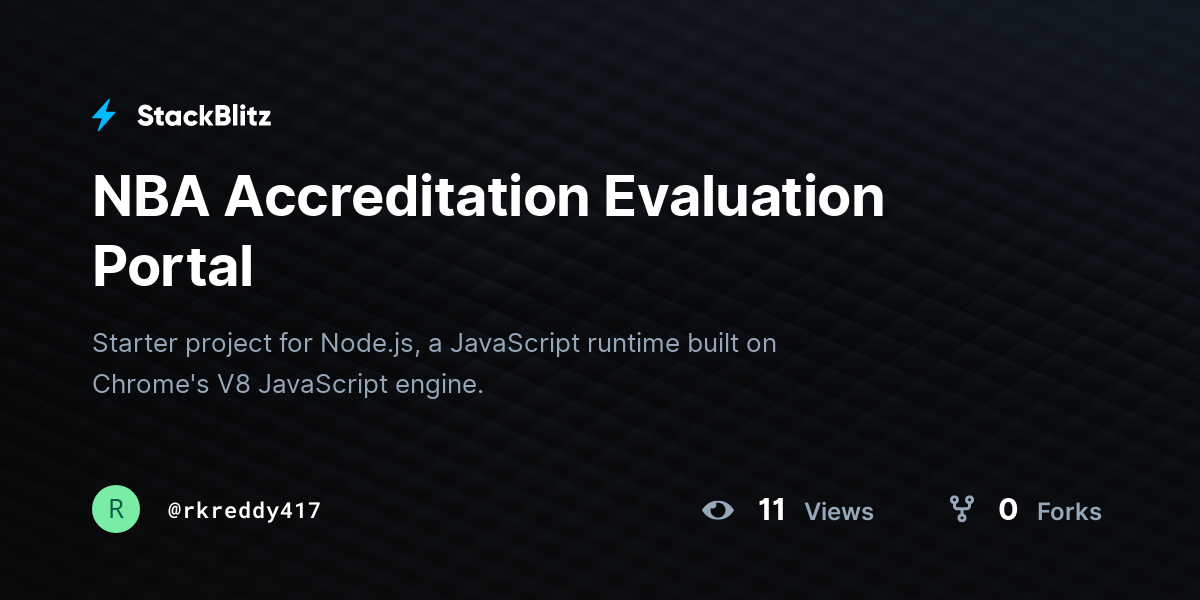 NBA Accreditation Evaluation Portal - StackBlitz