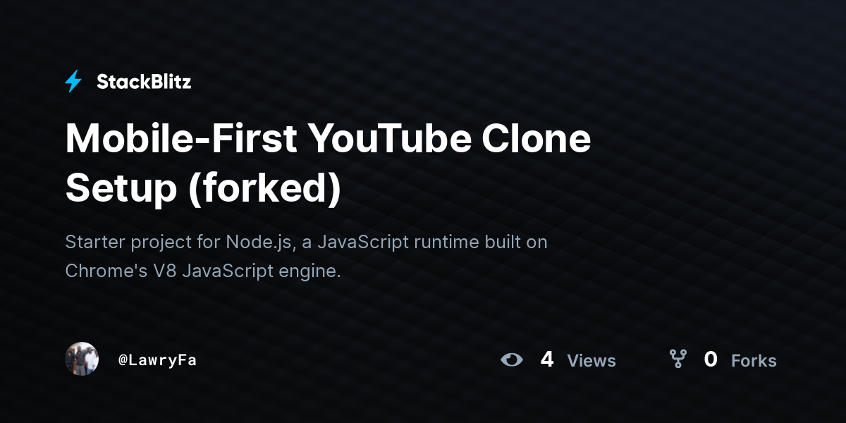 Mobile-First YouTube Clone Setup (forked) - StackBlitz