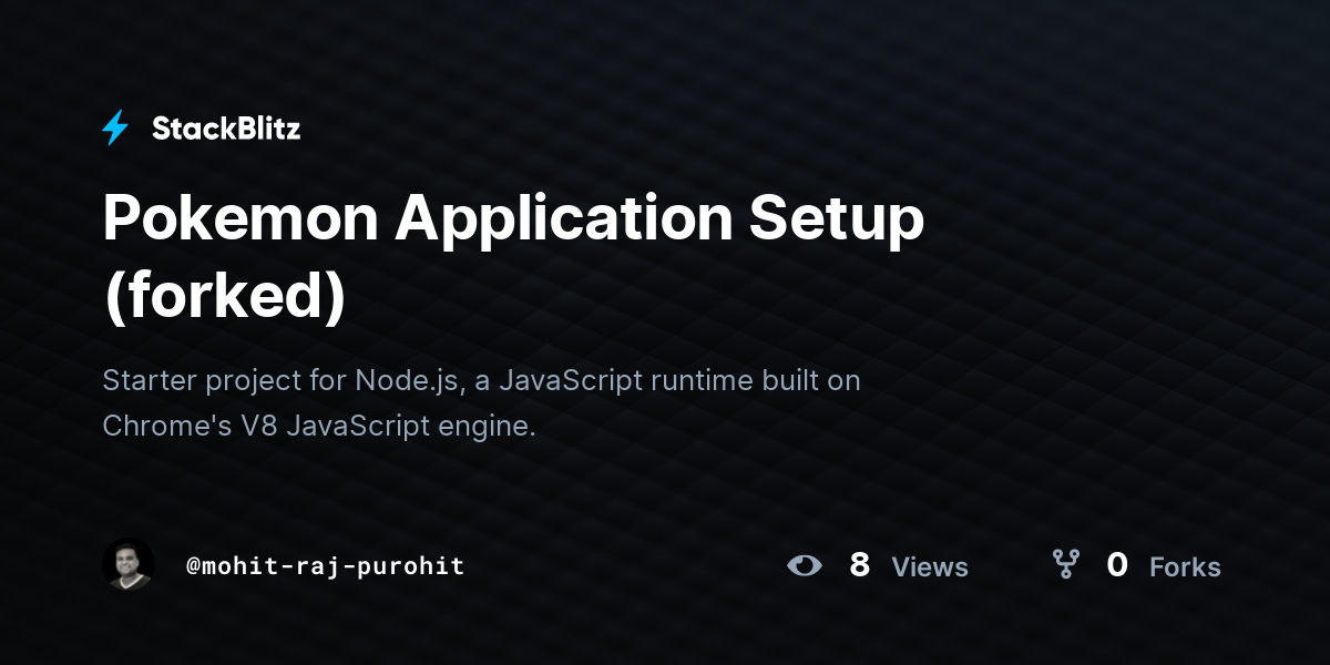 Pokemon Application Setup (forked) - StackBlitz