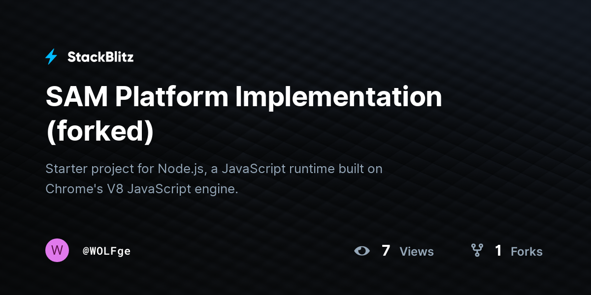 SAM Platform Implementation (forked) - StackBlitz