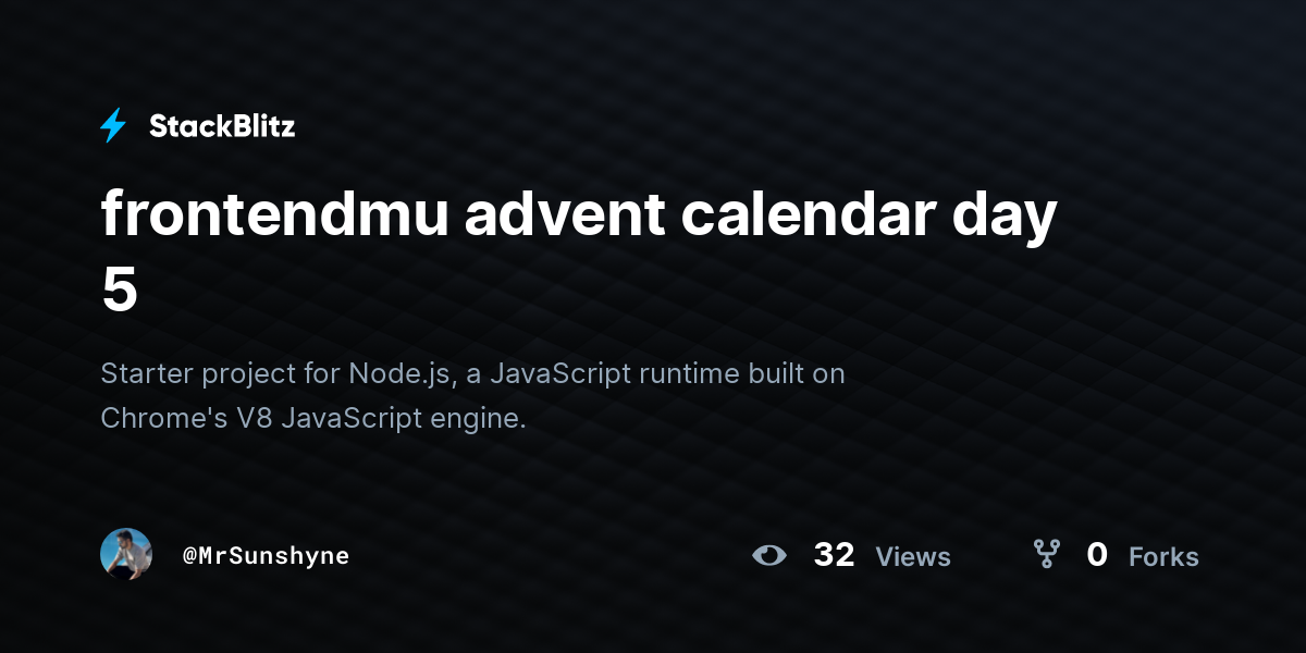 frontendmu advent calendar day 5 - StackBlitz