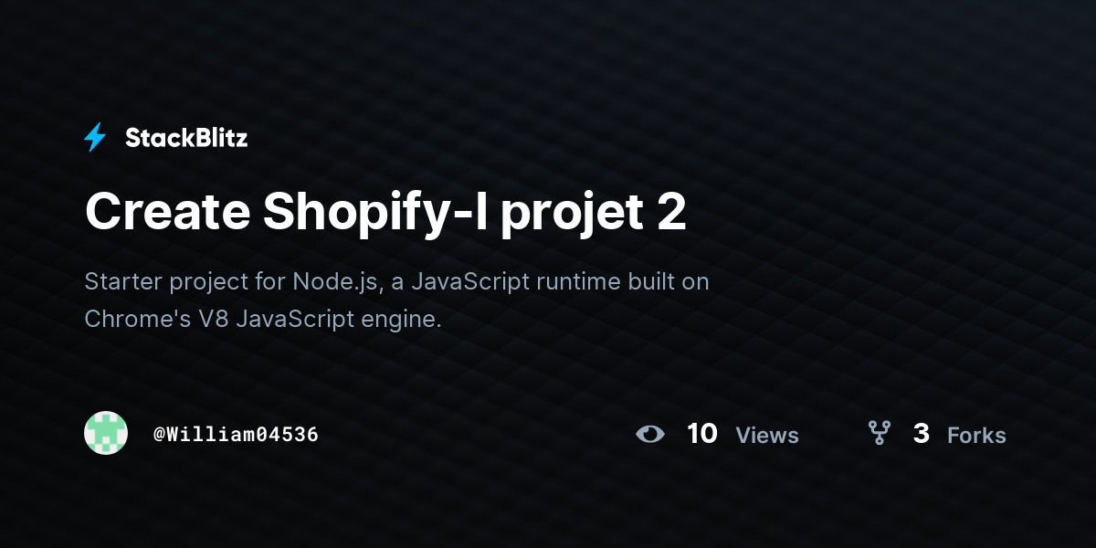 Create Shopify-l projet 2 - StackBlitz