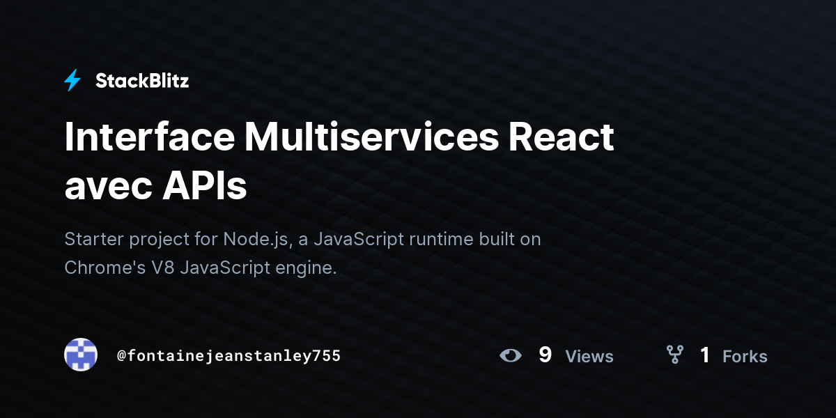 Interface Multiservices React avec APIs - StackBlitz