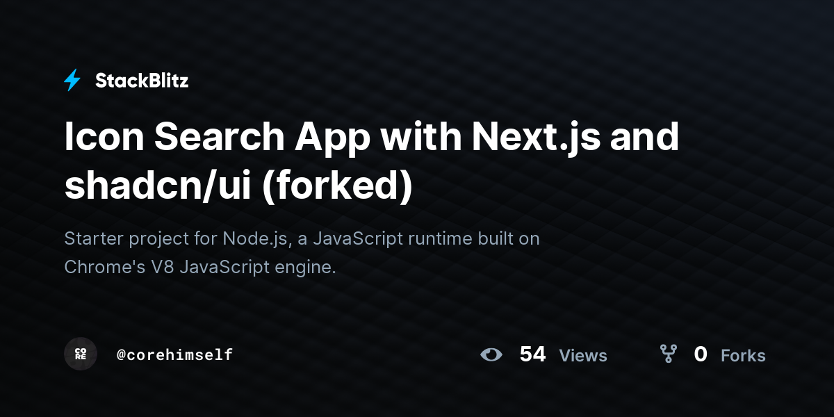 Icon Search App with Next.js and shadcn/ui (forked) - StackBlitz