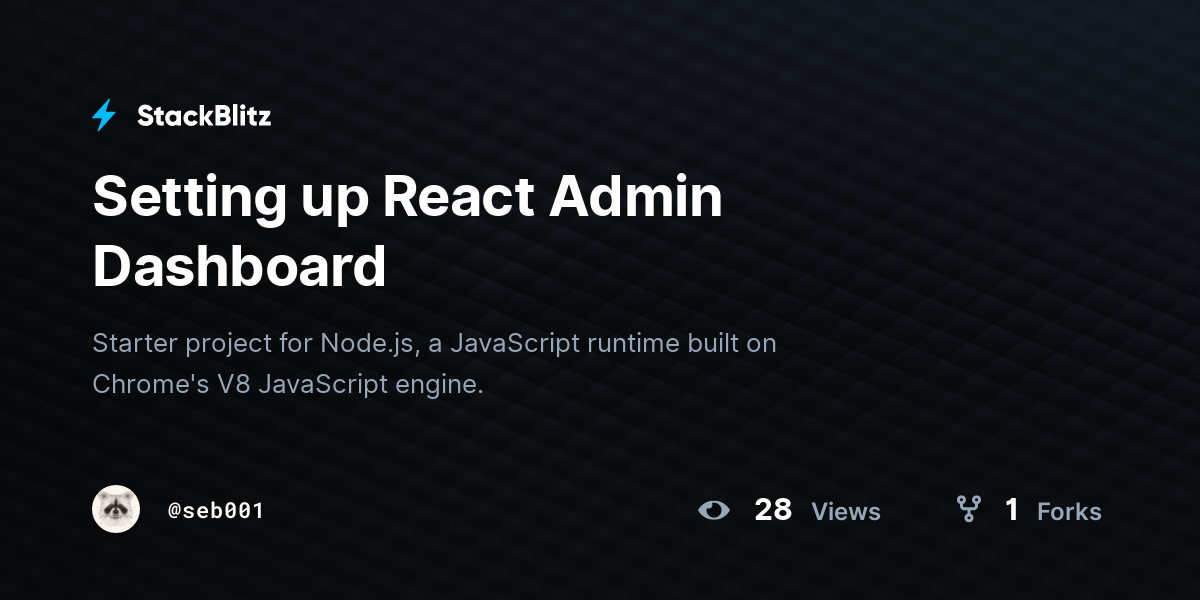 Setting up React Admin Dashboard - StackBlitz