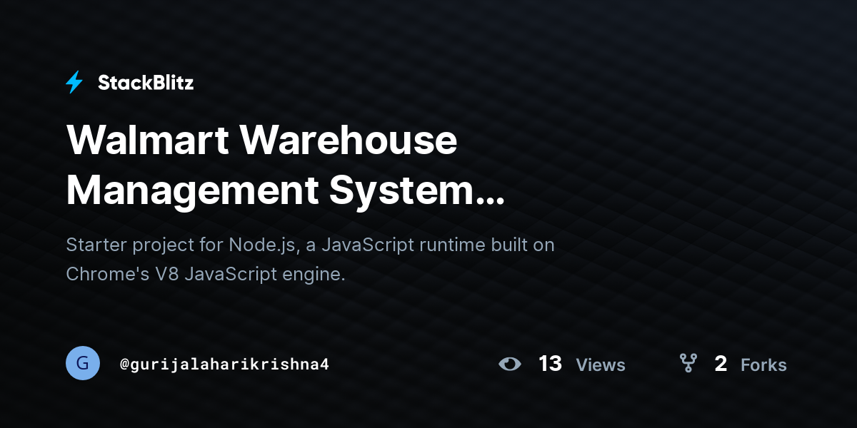 Walmart Warehouse Management System (duplicated) - StackBlitz