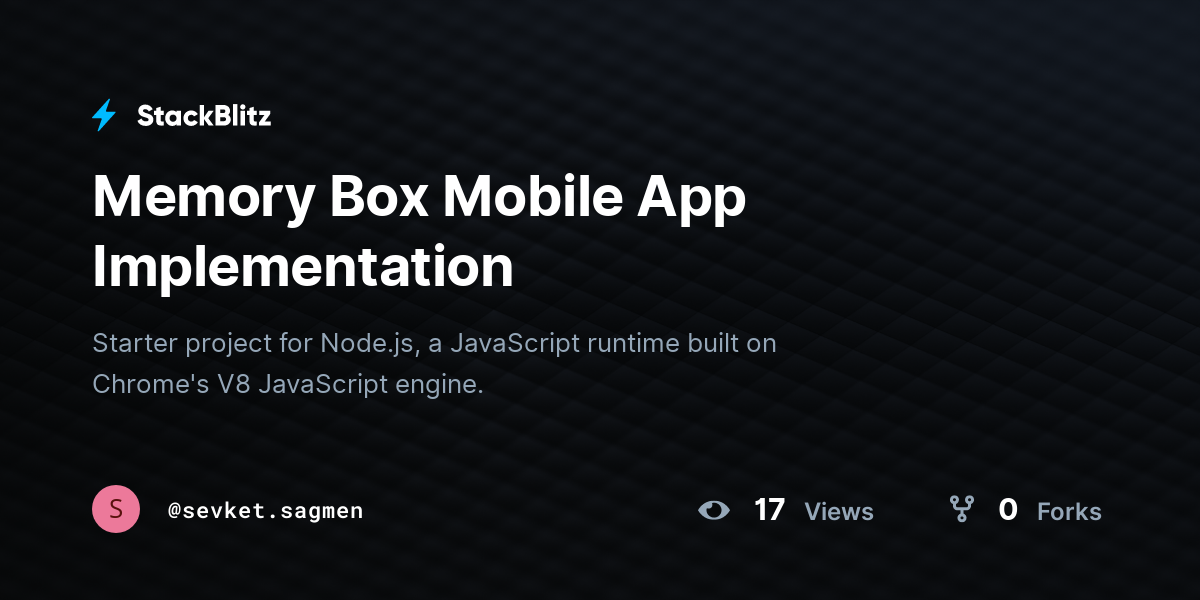 Memory Box Mobile App Implementation - StackBlitz