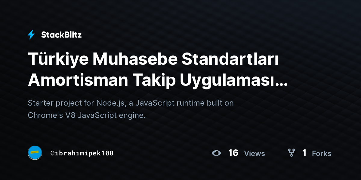 Türkiye Muhasebe Standartları Amortisman Takip Uygulaması (duplicated) - StackBlitz