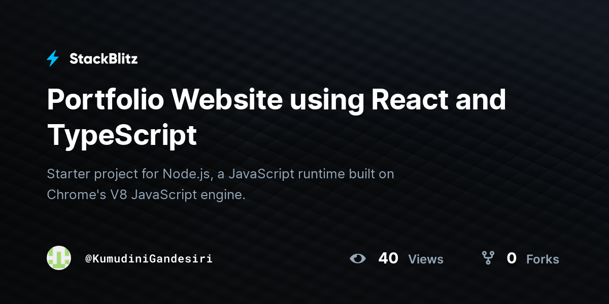 Portfolio Website using React and TypeScript - StackBlitz