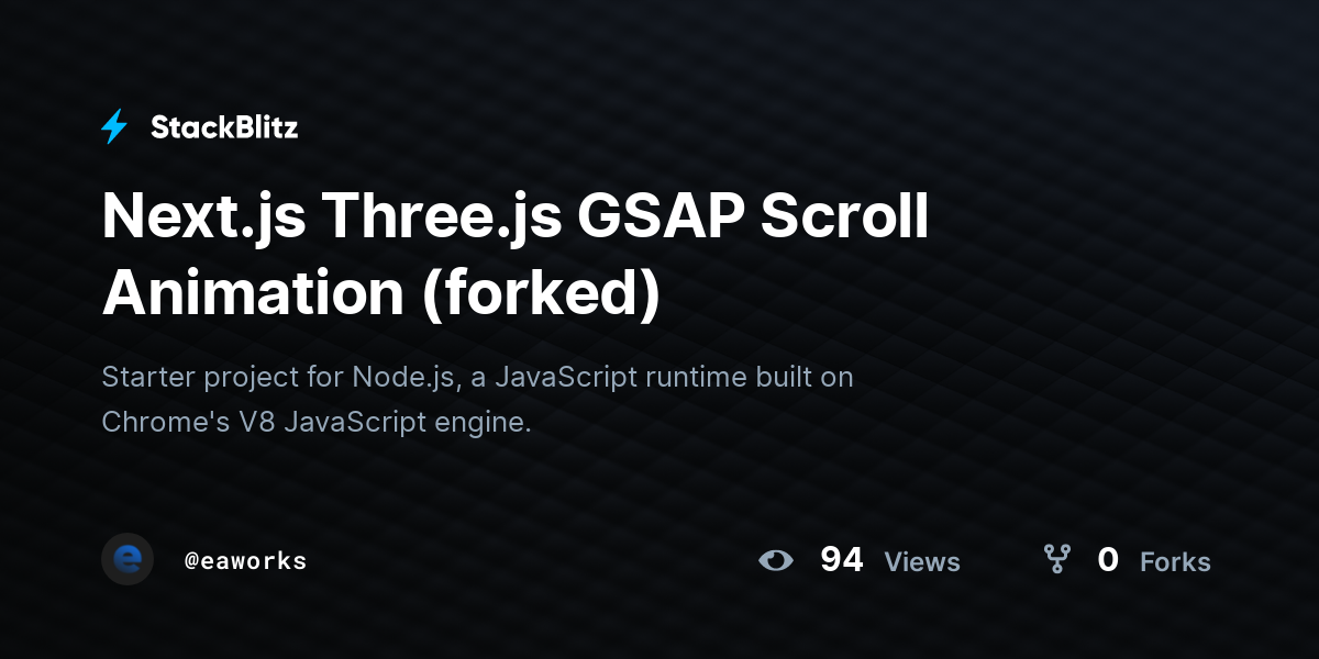 Next.js Three.js GSAP Scroll Animation (forked) - StackBlitz