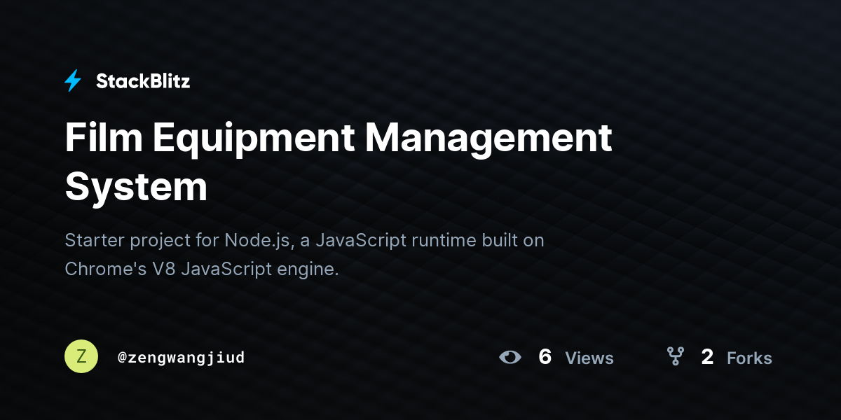 Film Equipment Management System - StackBlitz