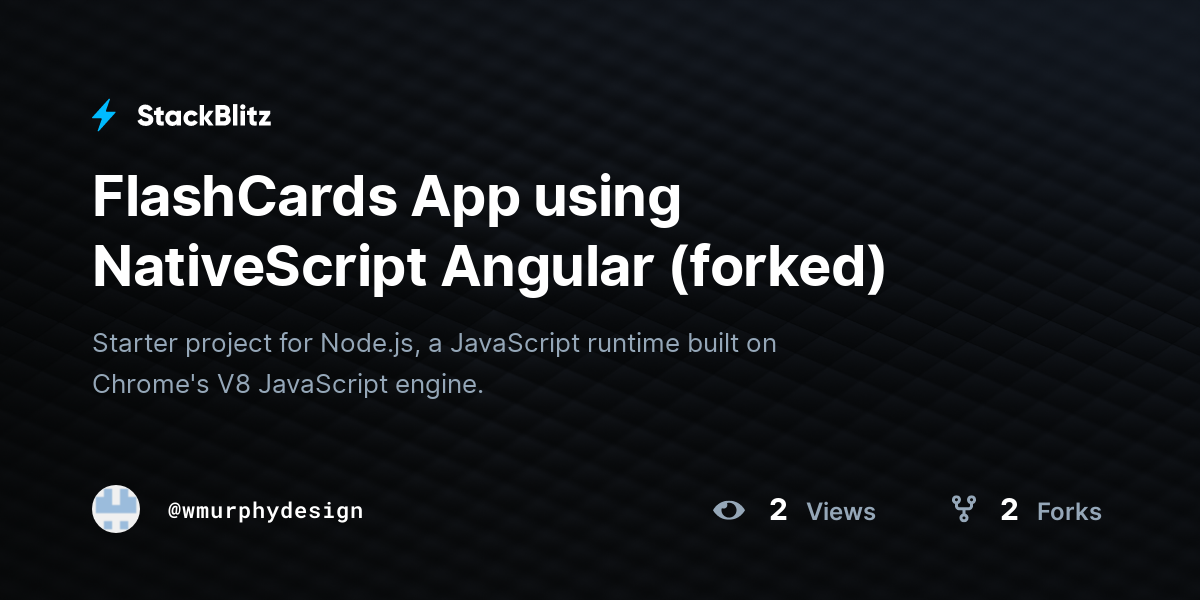 FlashCards App using NativeScript Angular (forked) - StackBlitz