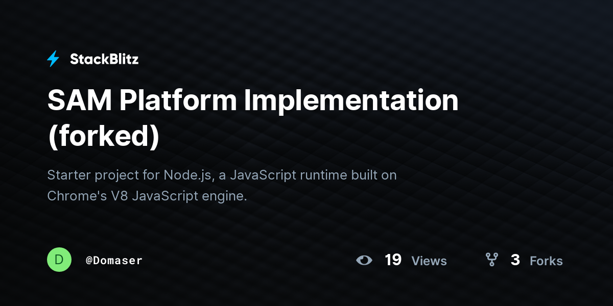 SAM Platform Implementation (forked) - StackBlitz