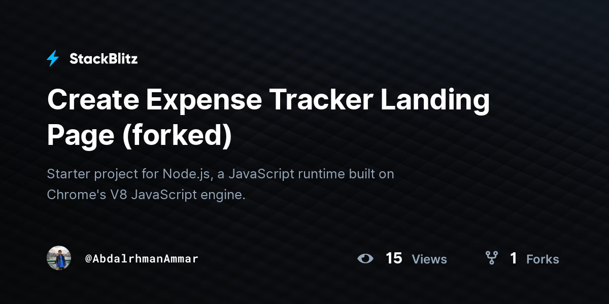 Create Expense Tracker Landing Page (forked) - StackBlitz