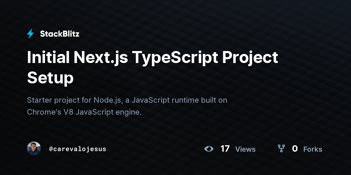 Initial Next.js TypeScript Project Setup - StackBlitz