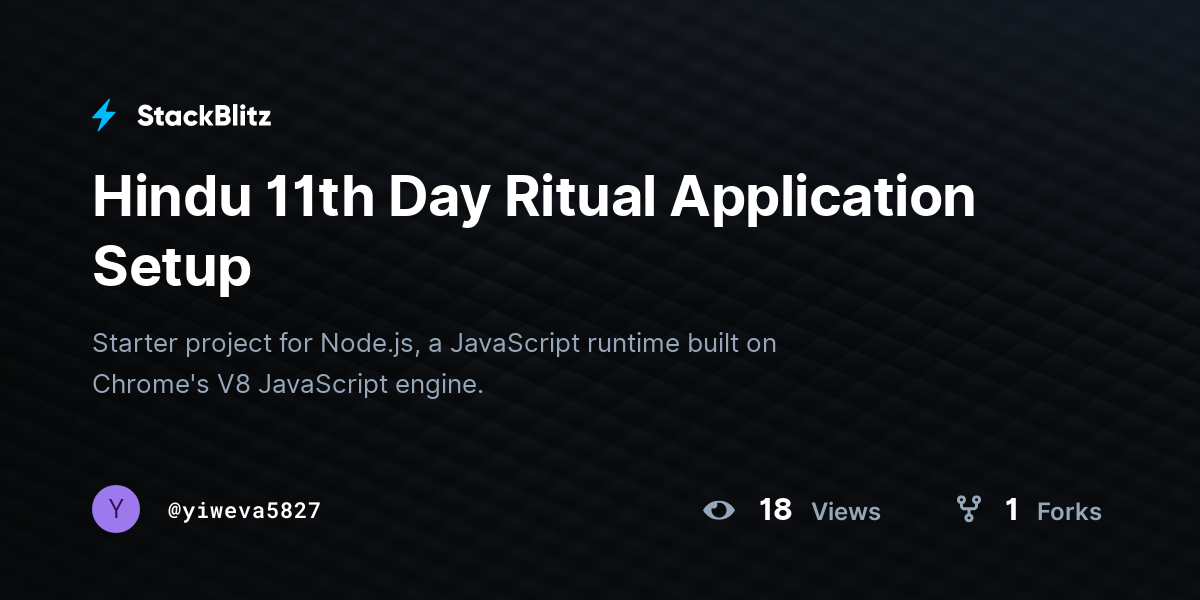Hindu 11th Day Ritual Application Setup - StackBlitz