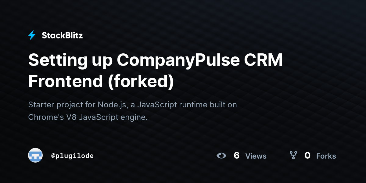 Setting up CompanyPulse CRM Frontend (forked) - StackBlitz
