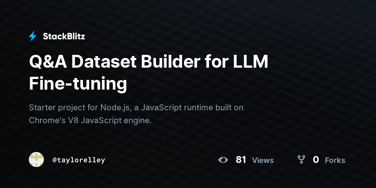 Q&A Dataset Builder for LLM Fine-tuning - StackBlitz