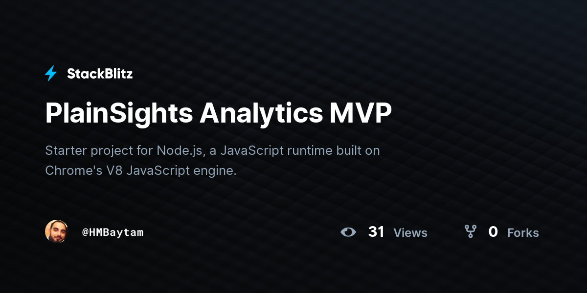 PlainSights Analytics MVP - StackBlitz