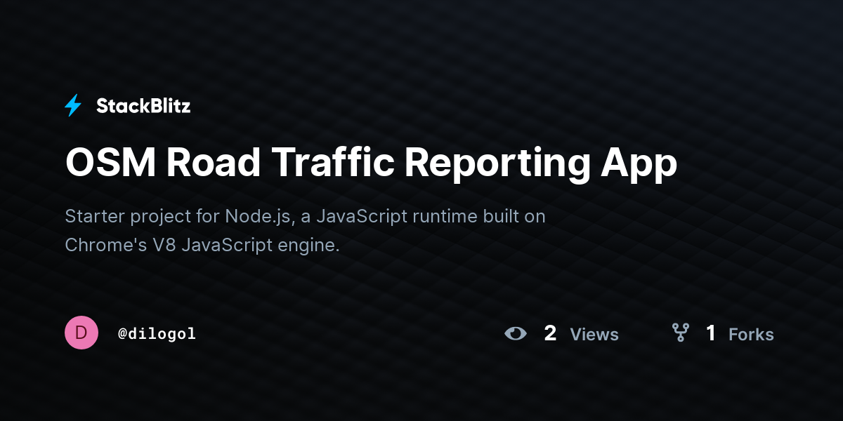 OSM Road Traffic Reporting App - StackBlitz
