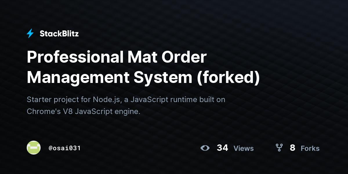 Professional Mat Order Management System (forked) - StackBlitz
