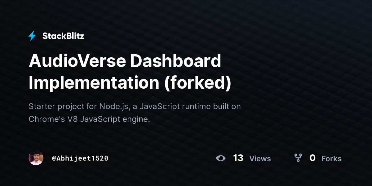 AudioVerse Dashboard Implementation (forked) - StackBlitz